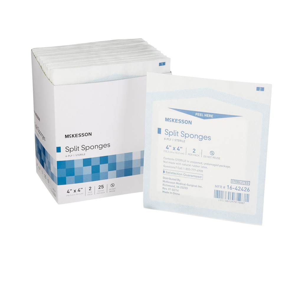 I.V. / Drain Split Dressing McKesson Polyester / Rayon 4 X 4 Inch ...
